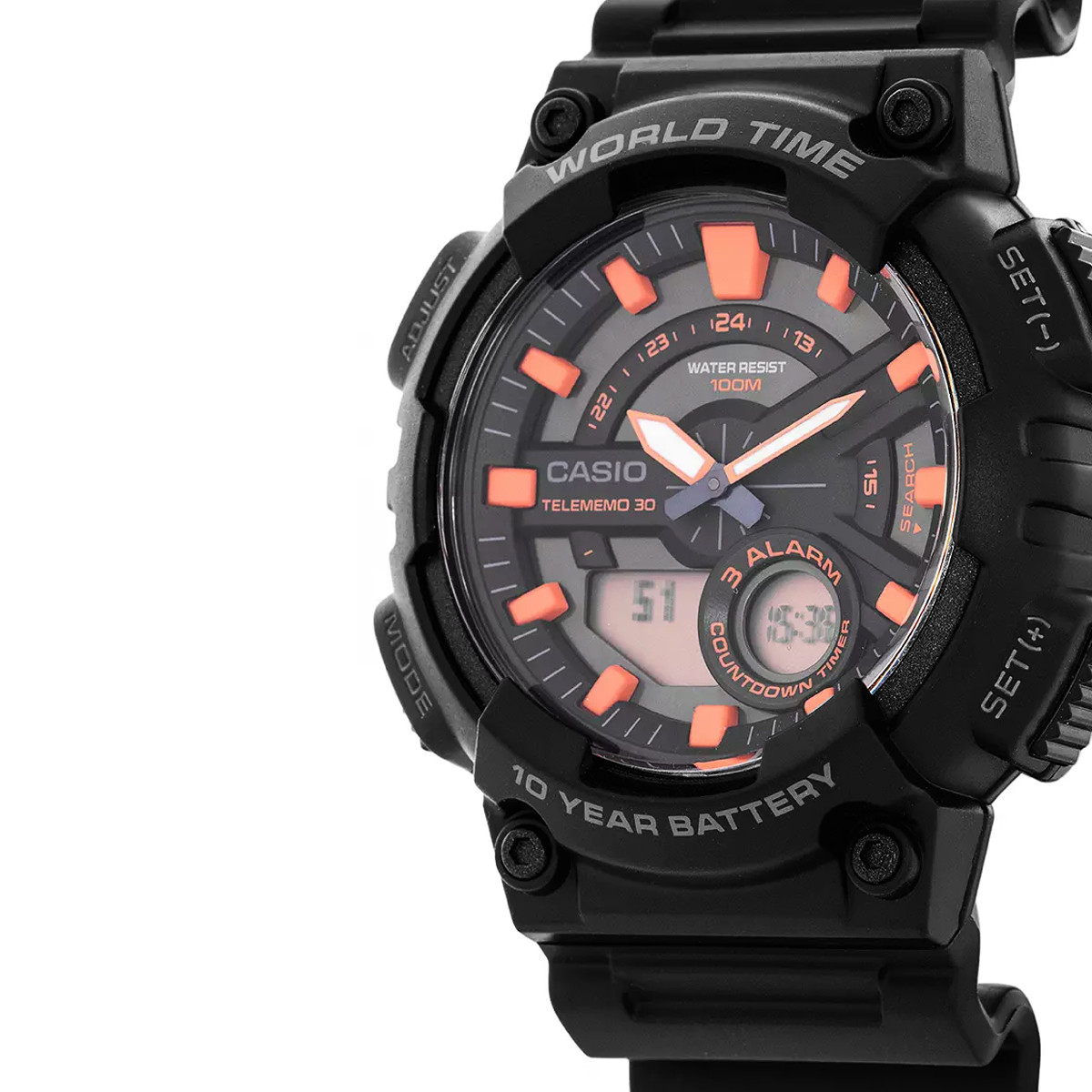 Relógio Casio Digital e Analógico AEQ-110W-1A2VDF-SC Preto e Vermelho