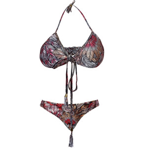 Biquíni La Bamba Tropical Chic Cinza e Rosa Ref.LB18029