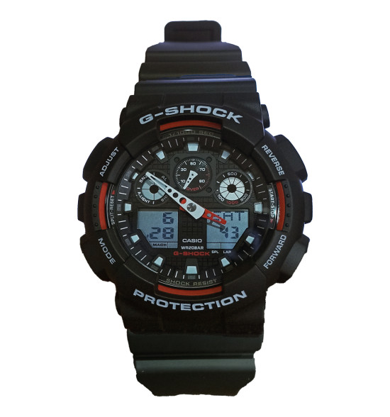 Relógio Casio G-Shock Digital e Analógico GA-100-1A4DR Preto e Vermelho ...
