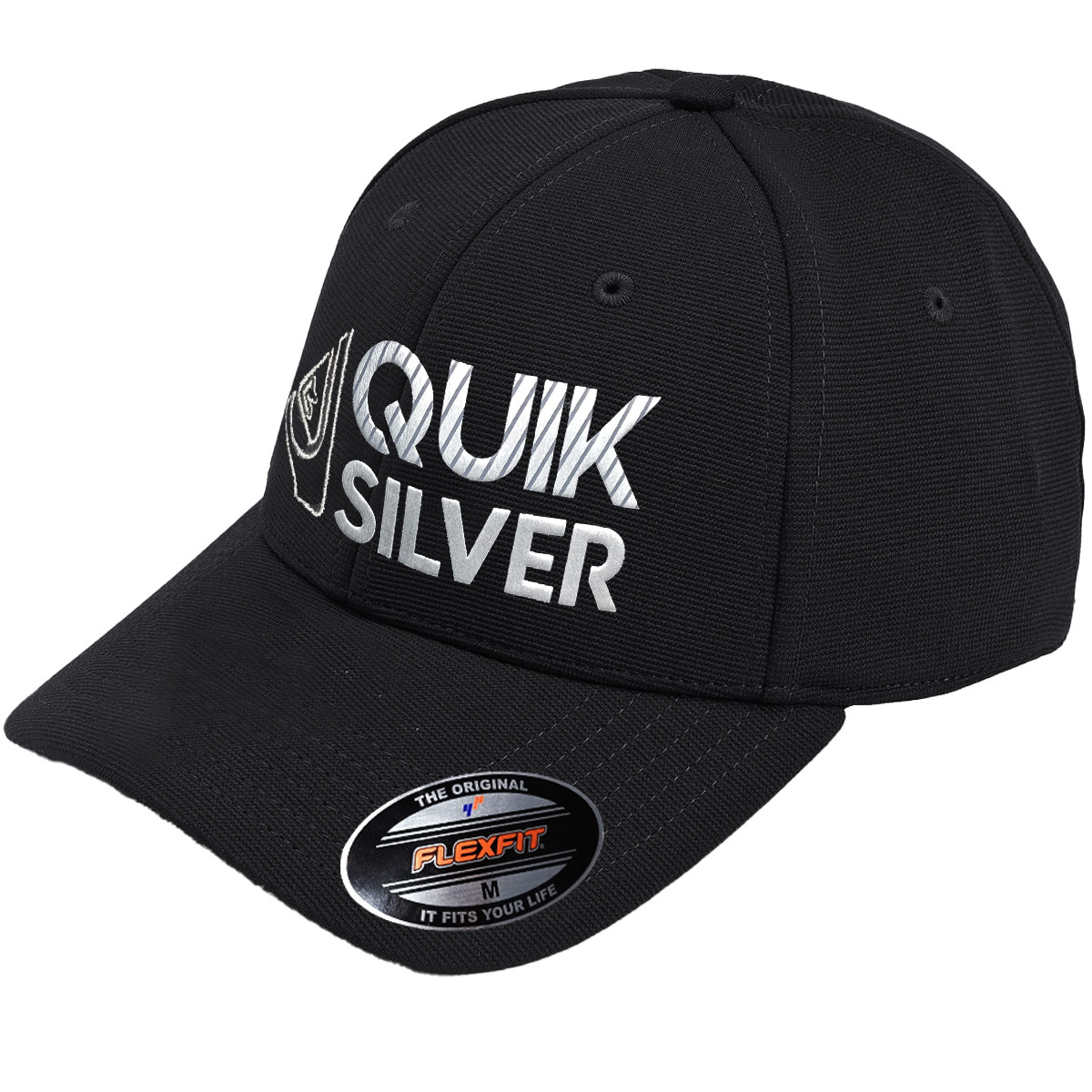 Boné Quiksilver Silver Transfer Emb Black Flexfit | Logo Prata Relevo